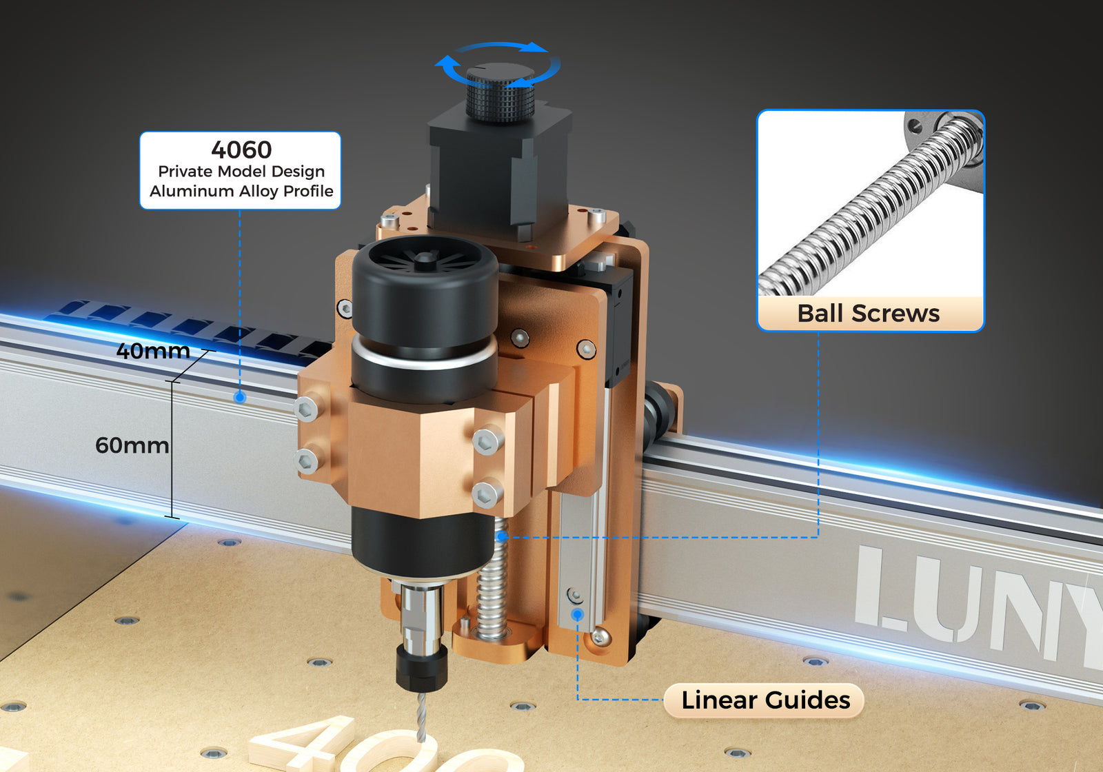 LUNYEE 4040 Pro CNC Machine,Upgraded 3-Axis Engraving All-Metal