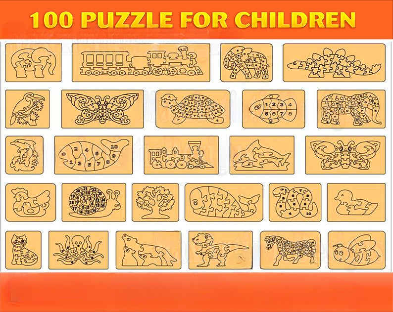 100 + Puzzle Vector 2d for Children Svg Cdr Dxf Cut Cnc Plasma Cricut ...