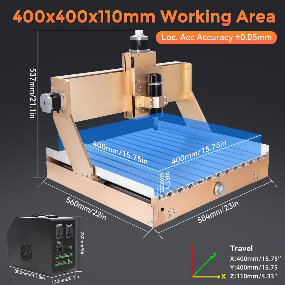 LUNYEE 4040 Turbo CNC Machine, 500W All-Metal 3-Axis Engraving Milling ...