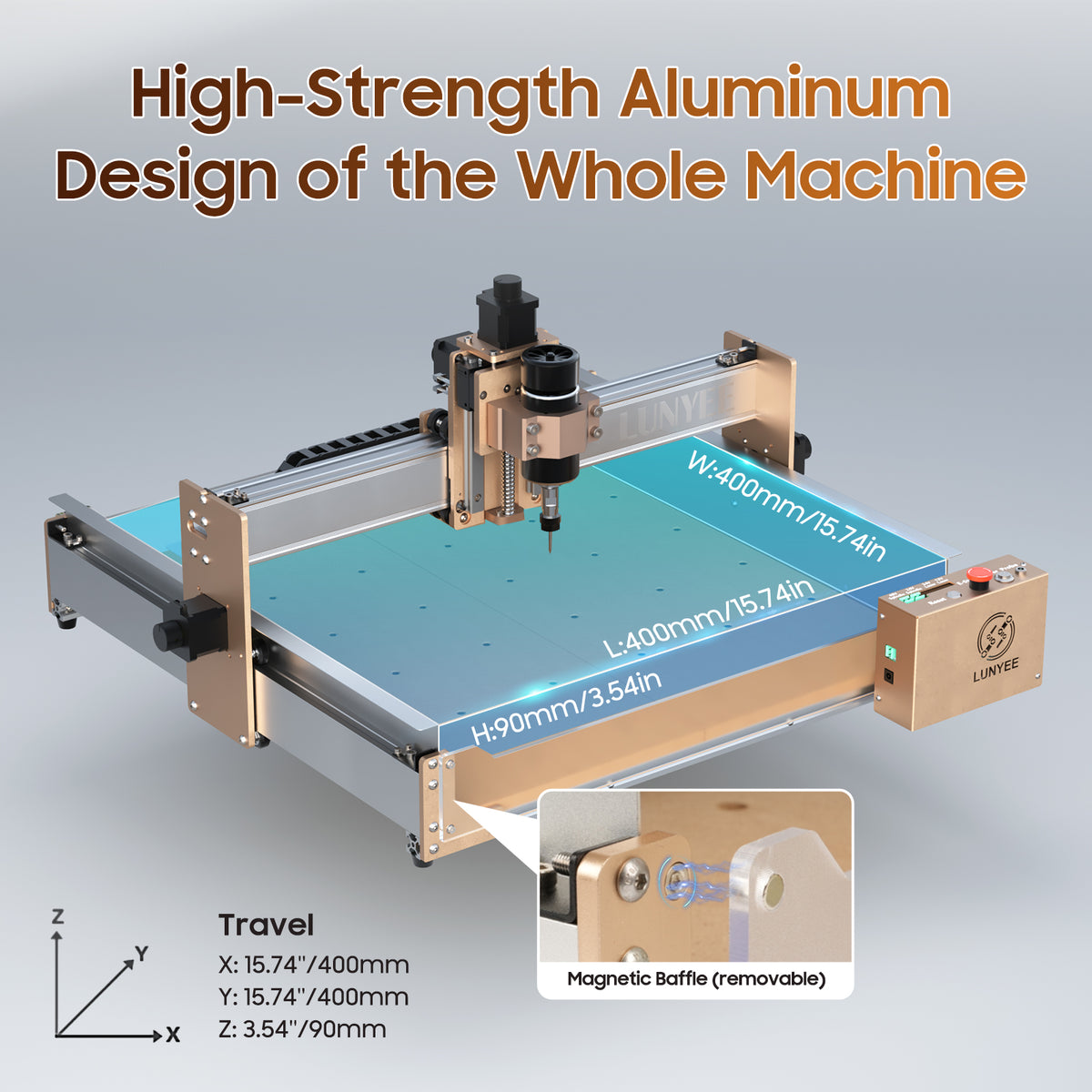LUNYEE 4040 Pro CNC Router Machine,Upgraded 3-Axis Engraving All-Metal