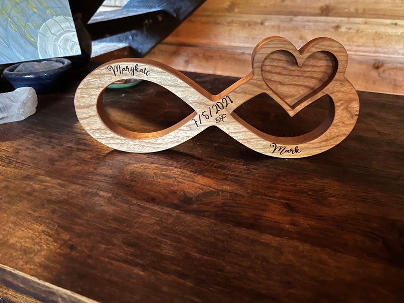 Beautiful Wooden Infinity Heart sign or ring holder, Easel CNC File and ...